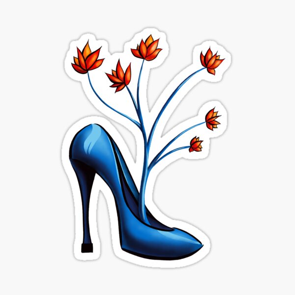 "High Heel Shoe And Flower Bouquet" Sticker for Sale by azzza | Redbubble