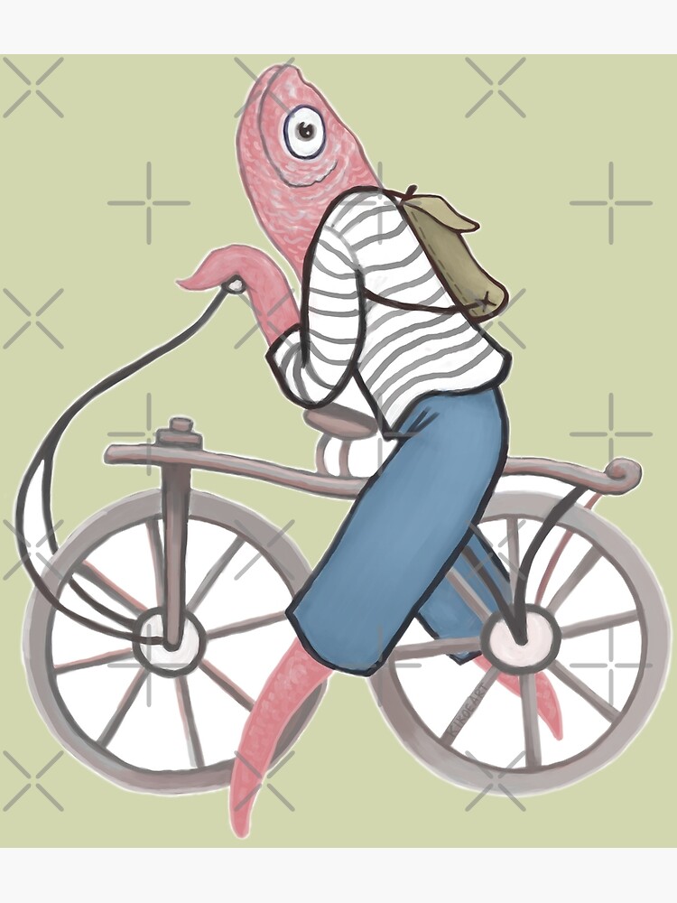 "A Fish with a Vintage Bicycle" Poster for Sale by kikoeart | Redbubble