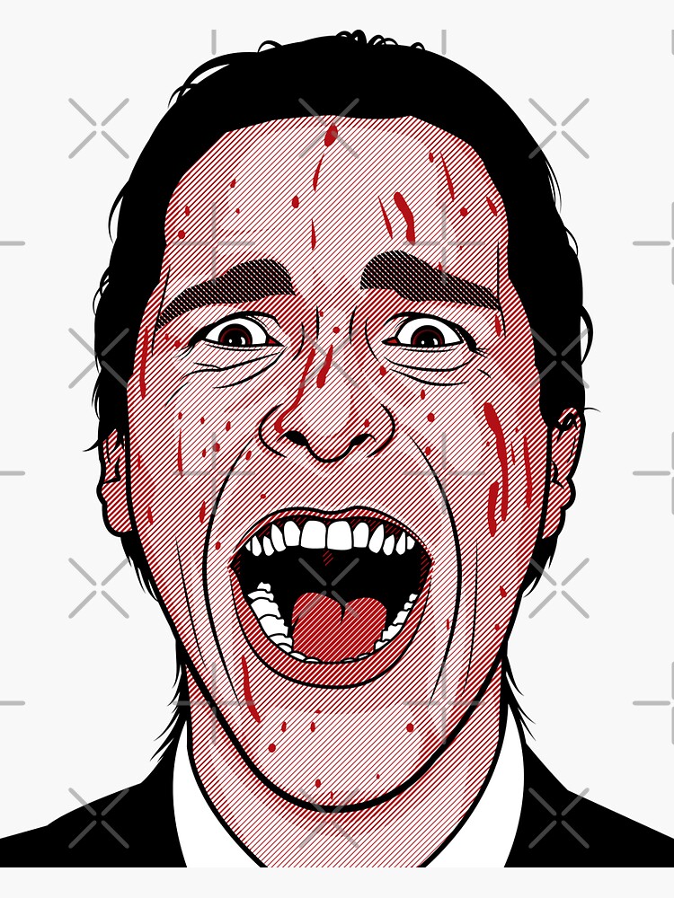"American Psycho Patrick Bateman Screaming" Sticker by Rev-Level ...