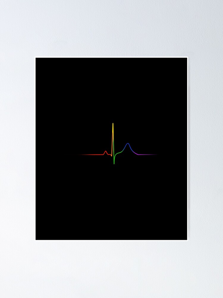 "LGBTQ Pride Rainbow Heart Beat" Poster by kattikki | Redbubble