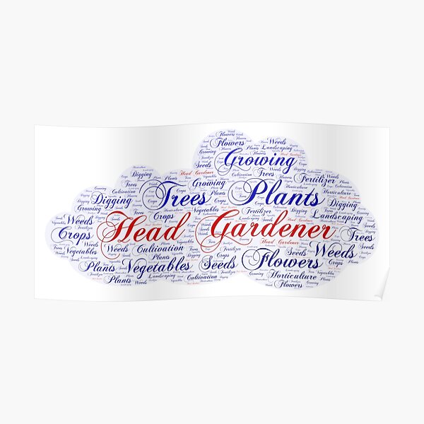 "Head Gardener Word Cloud" Poster by KrossKiwi | Redbubble