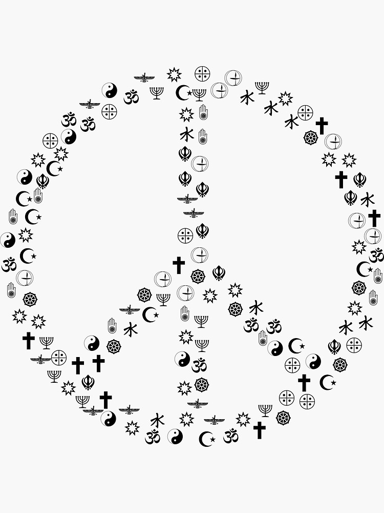 "All Religious Symbols Peace Sign" Sticker for Sale by Dator | Redbubble