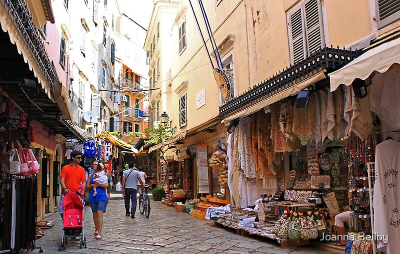 "Shopping In Corfu Town, Greece." by Joanna Beilby | Redbubble