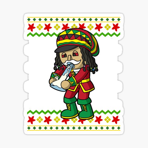 "Rasta Nutcracker Bong Hit Snowflake Ugly Christmas" Sticker by ...