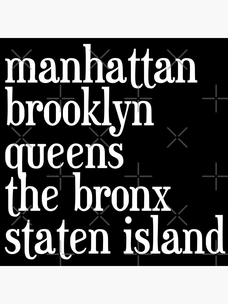 "Manhattan, Brooklyn, New York City Five Boroughs NYC - Cursive Font ...