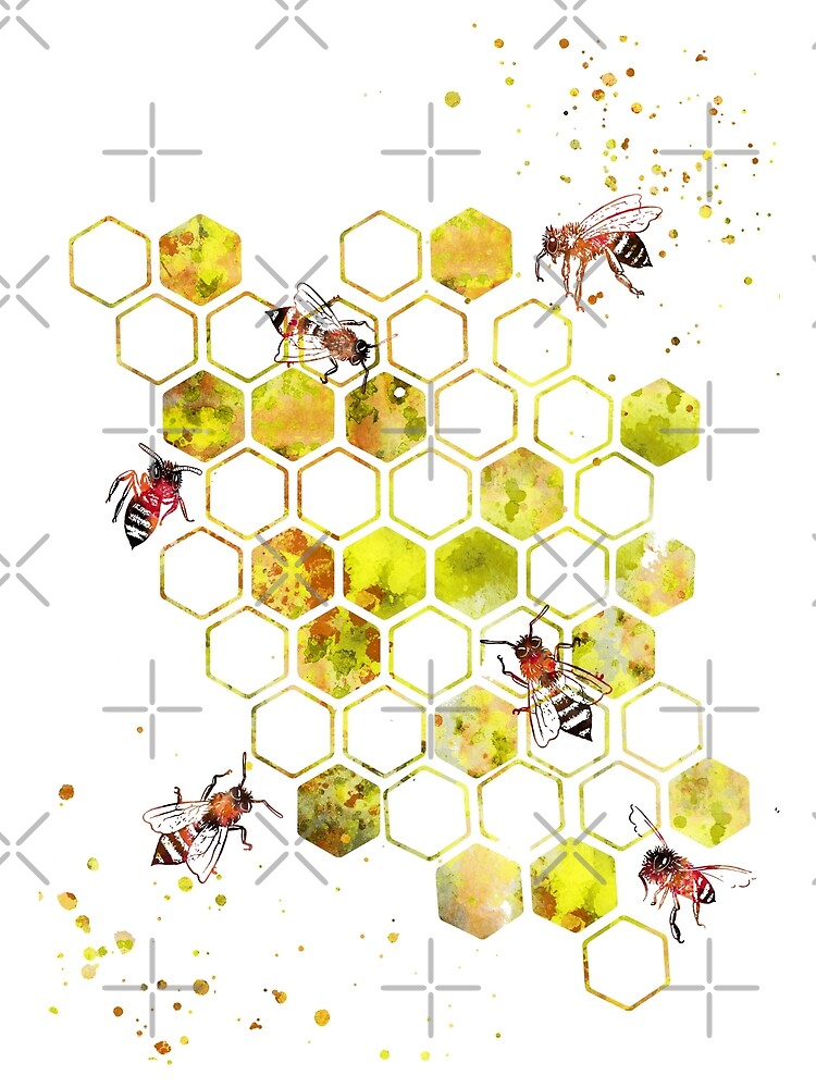 "Honeycomb, watercolor honeycomb, watercolor bee, bee and honeycomb ...