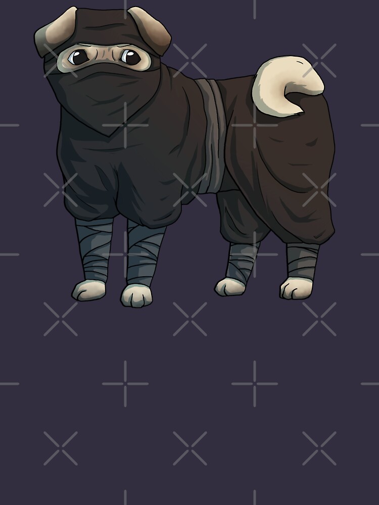 "Ninja Pug ver 2" T-shirt for Sale by Leylaleya | Redbubble | pug t ...