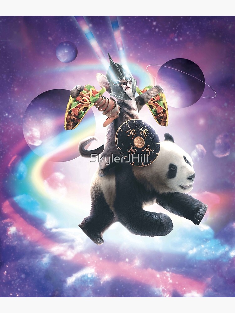 Lazer Warrior Space Cat Riding Panda With Taco Premium Matte Vertical ...