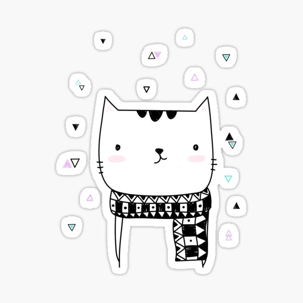 "Cute cat hand draw" Sticker for Sale by MOKO22 | Redbubble