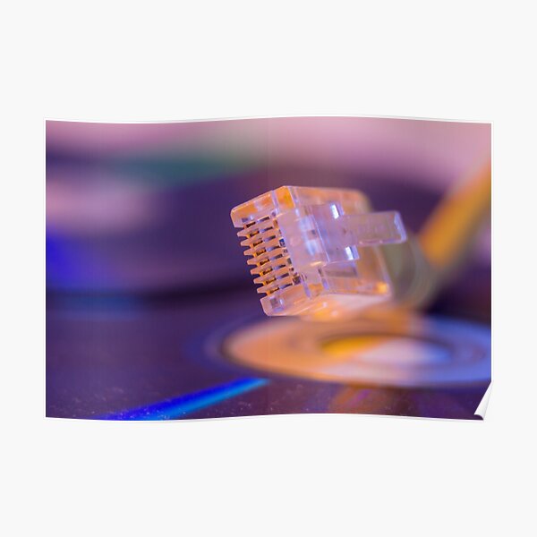 "Closeup of Ethernet cable with it's reflection on blank disc" Poster ...