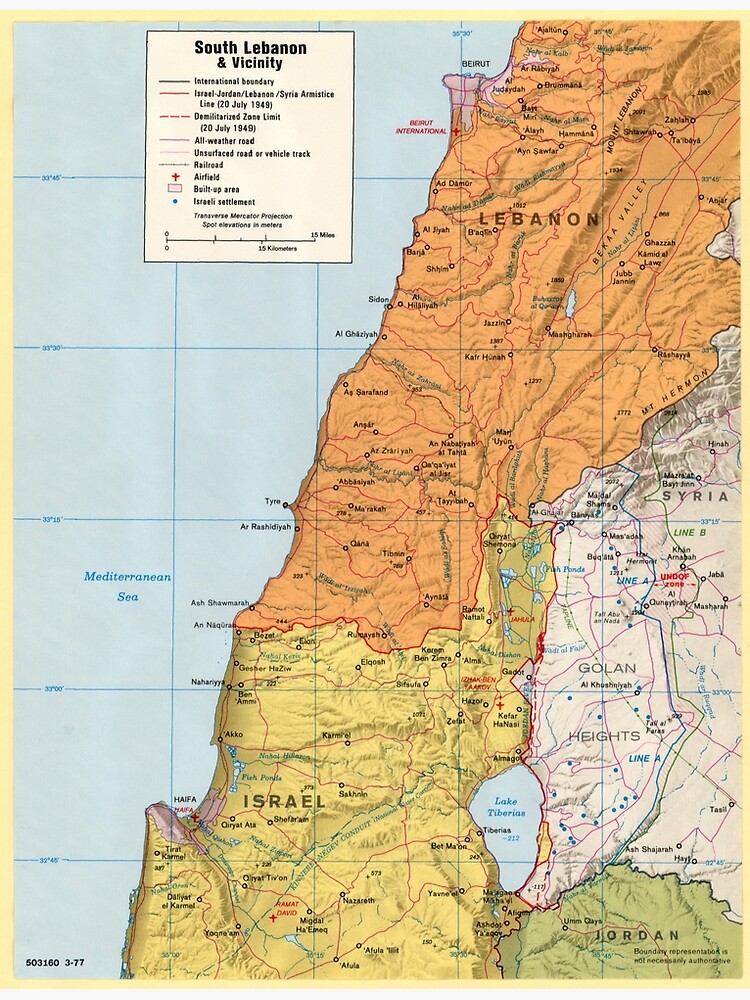 Lebanon, Israel, Syria, Golan Heights; CIA Central Intelligence Agency ...