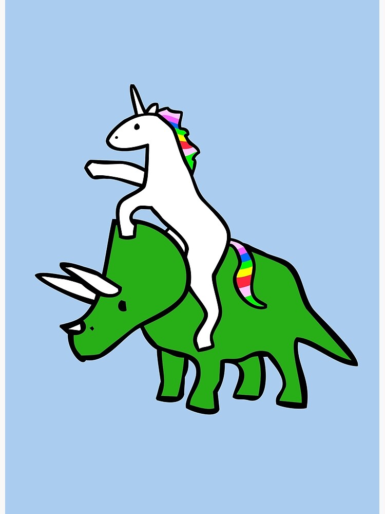 "Unicorn Riding Triceratops" Poster by jezkemp | Redbubble