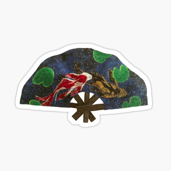 "Japanese Inspired Fan - Koi" Sticker by SleepyMommy | Redbubble