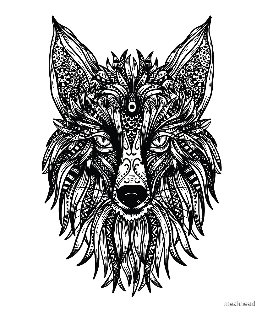 "Tribal Fox head design" by meshhead | Redbubble