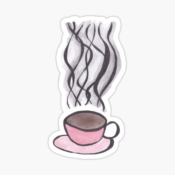 "Pink Coffee Cup" Sticker for Sale by PricklyPearfect | Redbubble