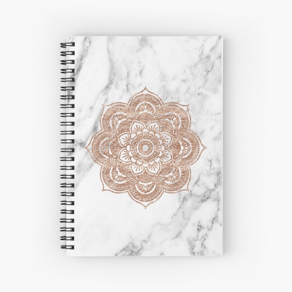 "Rose gold mandala on marble" Spiral Notebook for Sale by peggieprints ...