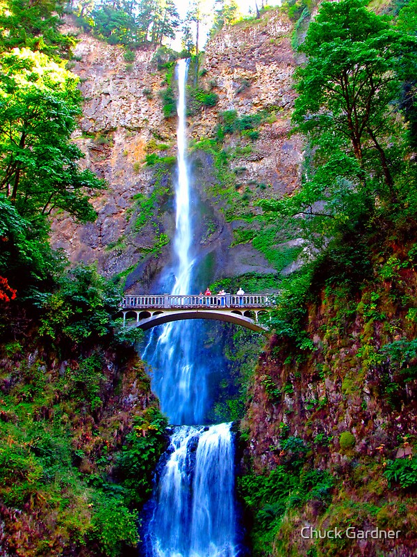 "Benson Footbridge Across the Multnomah Falls " by Chuck Gardner ...