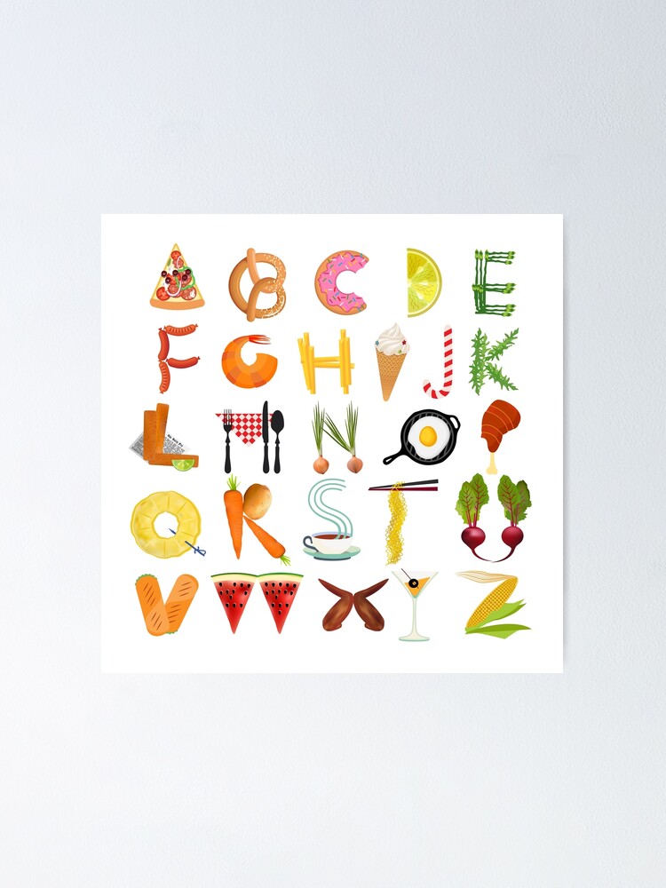 "Food Alphabet. Typography Kitchen Poster. " Poster for Sale by ...