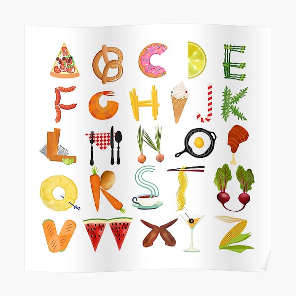 "Food Alphabet. Typography Kitchen Poster. " Poster for Sale by ...