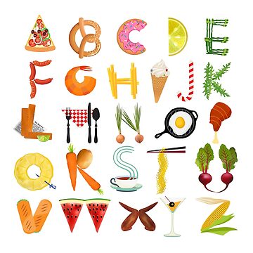 "Food Alphabet. Typography Kitchen Poster. " Art Board Print for Sale ...