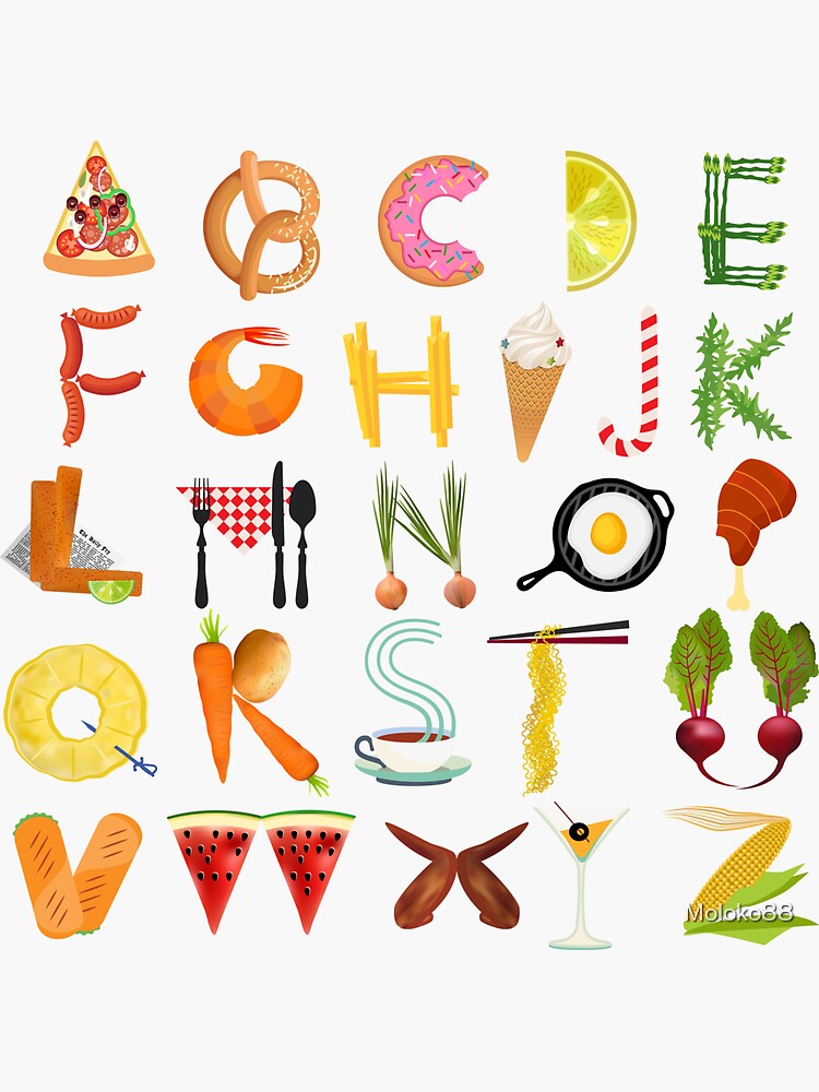 "Food Alphabet. Typography Kitchen Poster. " Sticker for Sale by ...