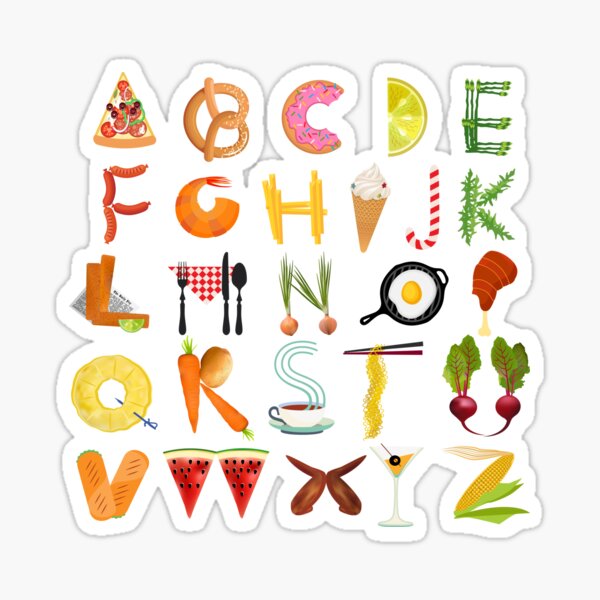 "Food Alphabet. Typography Kitchen Poster. " Sticker for Sale by ...