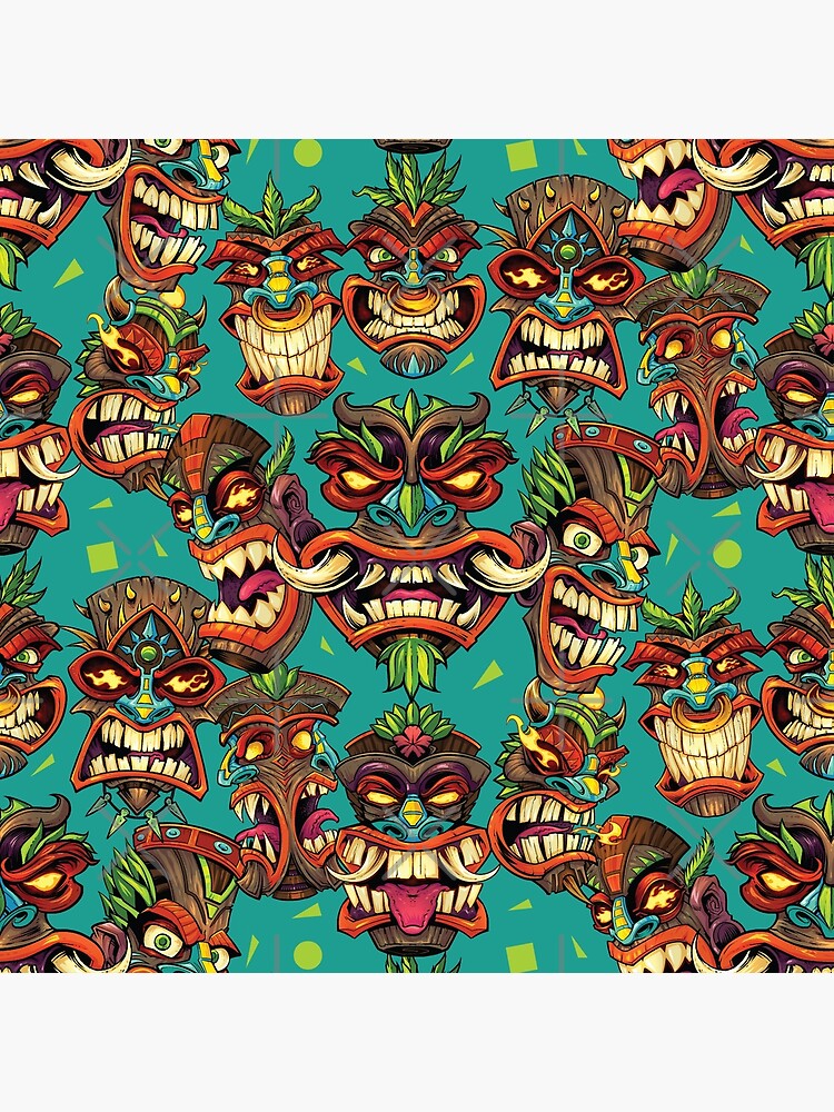 "Tiki Head Repeating Pattern" Metal Print for Sale by flylanddesigns ...