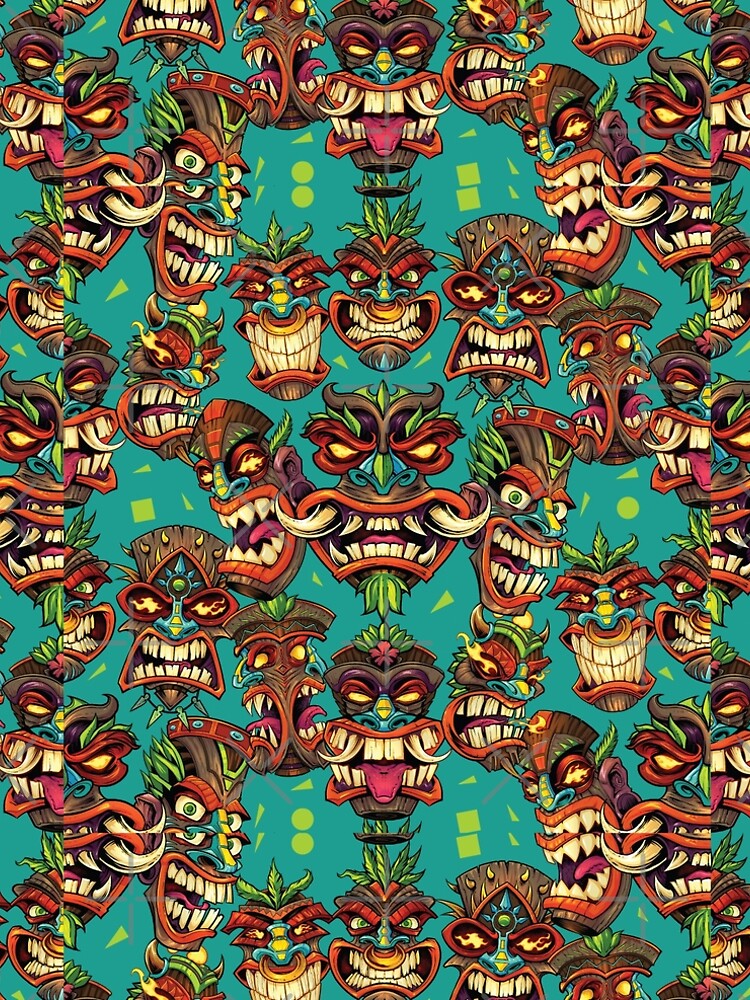 "Tiki Head Repeating Pattern" A-Line Dress by flylanddesigns | Redbubble