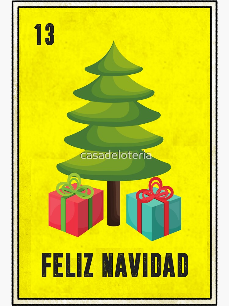 "Feliz Navidad Mexican Loteria Bingo Cute Funny Christmas Card" Sticker ...