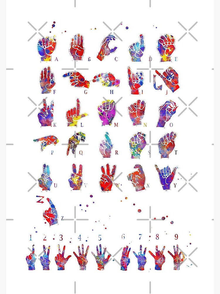 "ASL sign language alphabet, watercolor sign language, alphabet, ASL ...