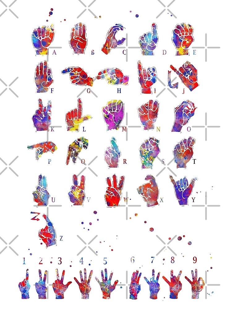 "ASL sign language alphabet, watercolor sign language, alphabet, ASL ...