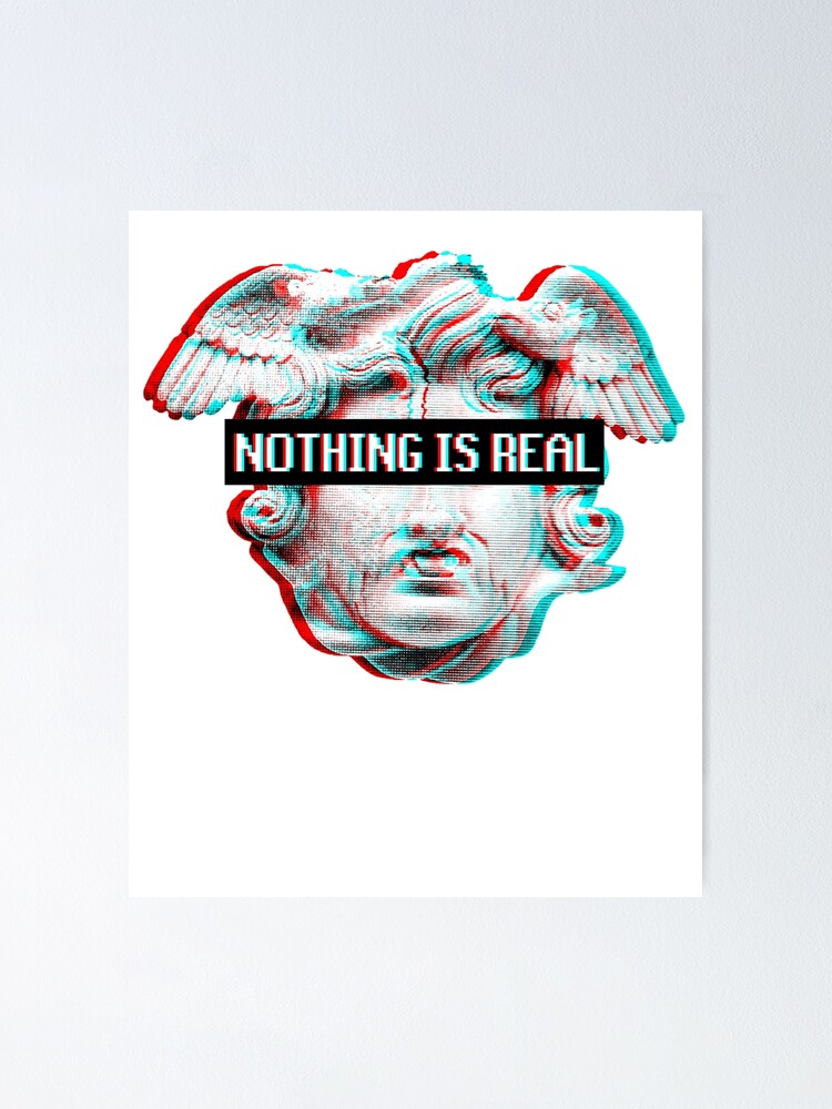 "Medusa's Head Statue Vaporwave Aesthetics "Nothing is Real"" Poster by ...