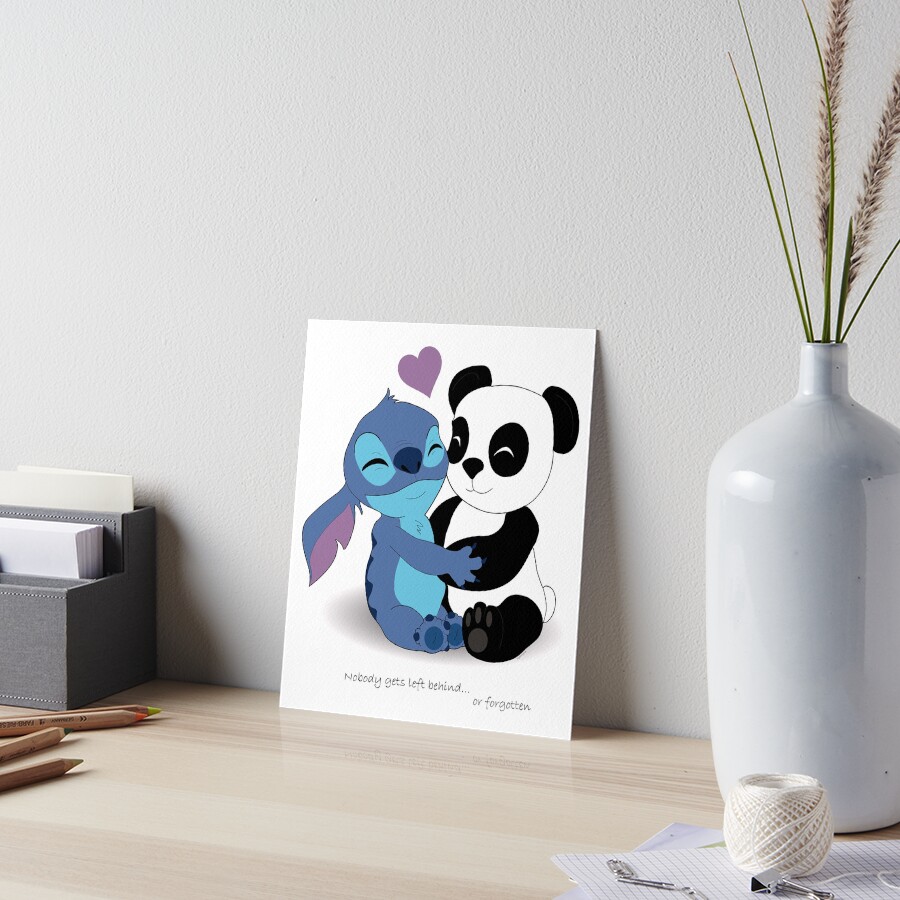 "Stitch & Panda" Art Board Print for Sale by tayloriginal | Redbubble