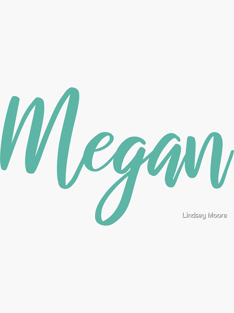 "Megan - Aqua Script" Sticker for Sale by lindseymorrison | Redbubble