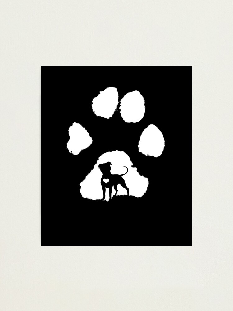 "Pitbull Lover Paw Print White Minimalist" Photographic Print for Sale ...