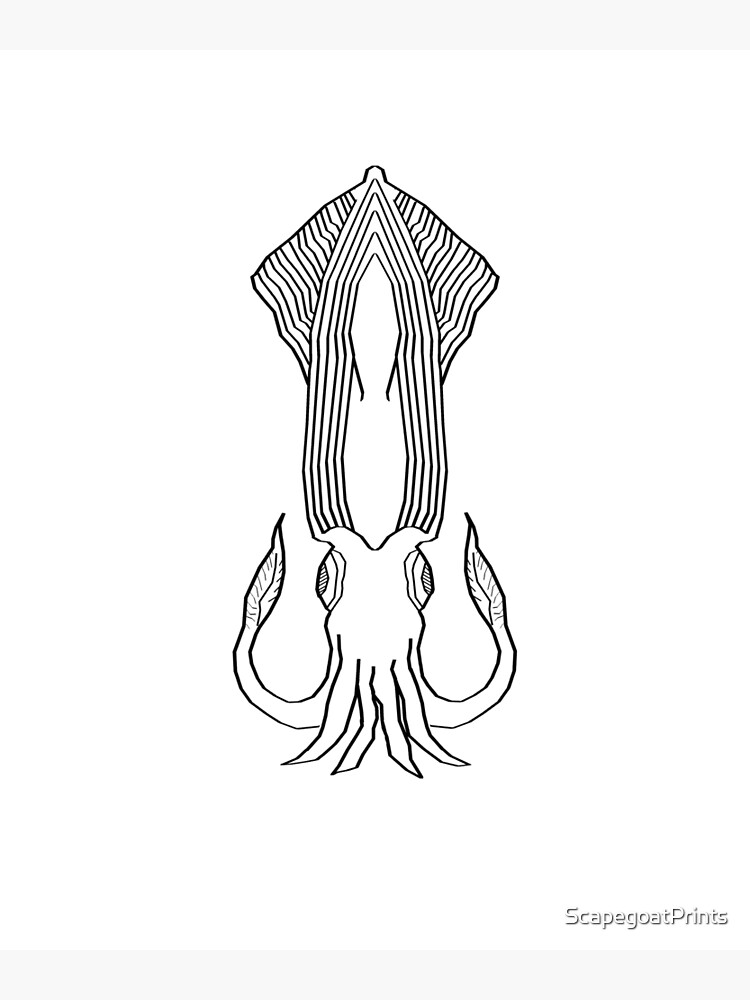 "Line art Squid" Poster by ScapegoatPrints | Redbubble