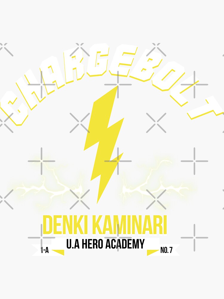"BNHA Chargebolt Denki Kaminari Hero Logo Character Design" Sticker for ...