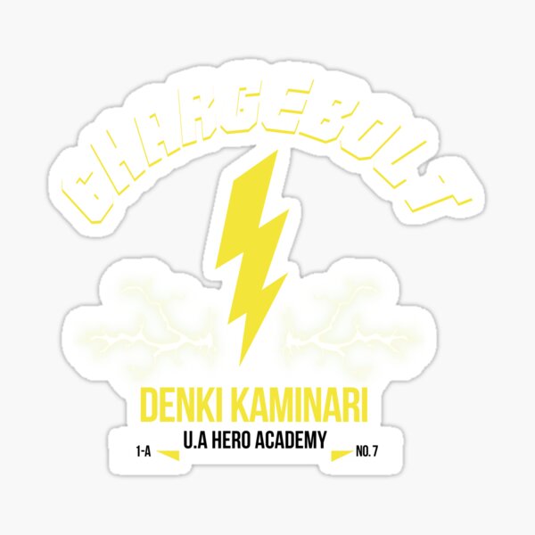 "BNHA Chargebolt Denki Kaminari Hero Logo Character Design" Sticker for ...