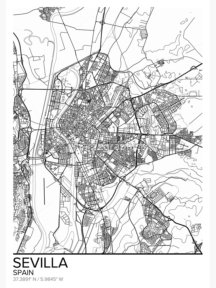Lámina artística «Mapa de Sevilla, póster impreso, arte de pared ...