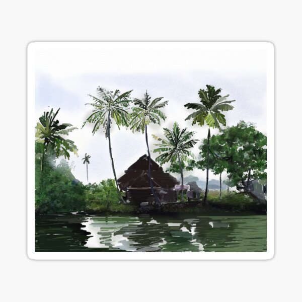 "83 - Kerala scenery- Alleppey backwaters" Sticker by OracleArtist ...
