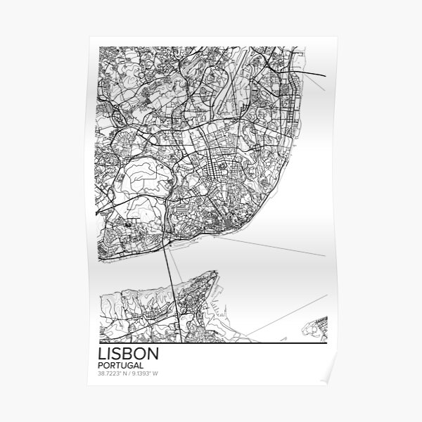 "Lisbon map poster print wall art, Portugal gift printable, Home and ...