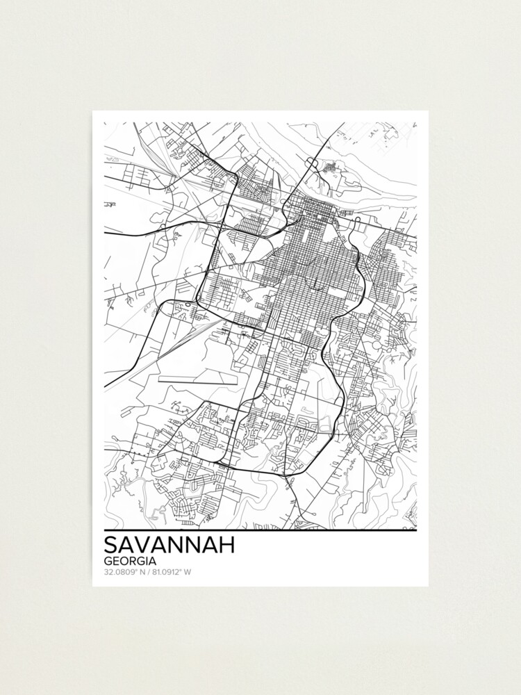 Lámina fotográfica «Savannah map poster print arte de pared, regalo de ...