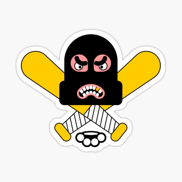 "Criminal. Robber sign. brass knuckles and baseball bat. Rogue head ...