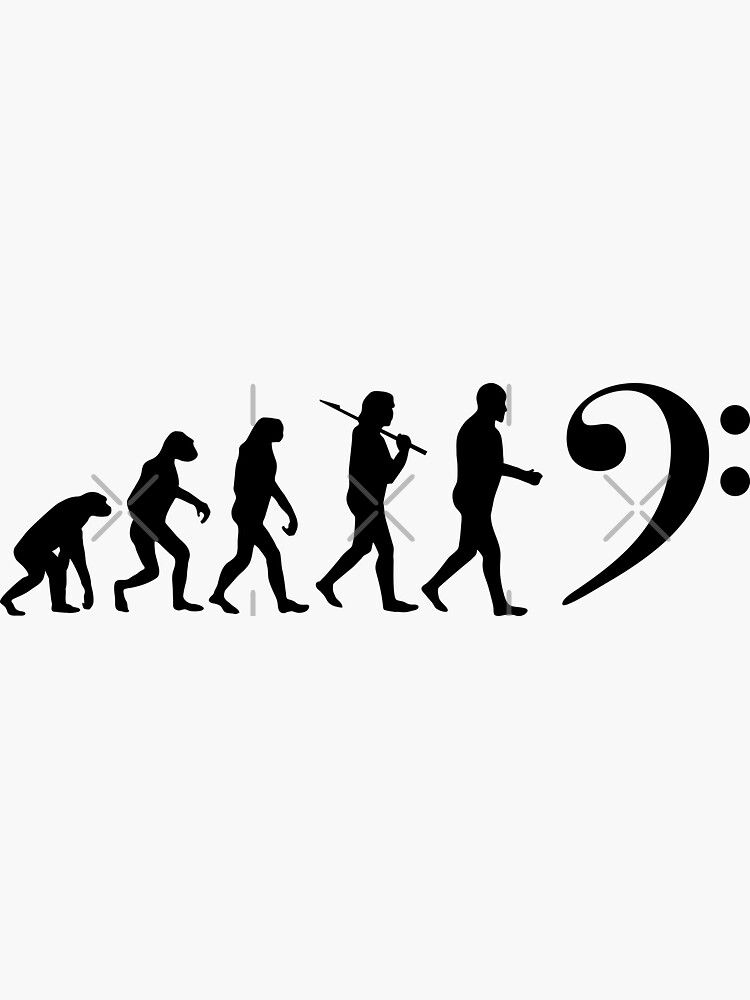 "Bass Player Evolution Clef For Bassist " Sticker for Sale by playloud ...