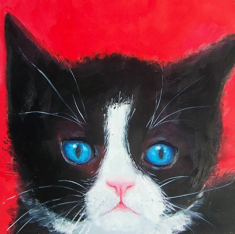 "Domino - blue eyed, black and white cat" by MatsonArtDesign | Redbubble