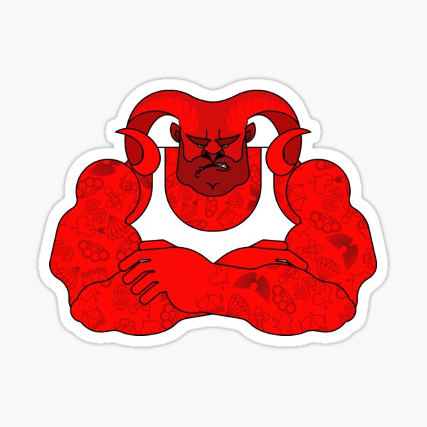 Pegatina «Demonio fuerte rojo. Demonio poderoso. Gran satan Lucifer ...
