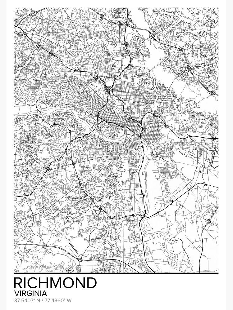 "Richmond map poster print wall art, Virginia gift printable, Home and ...