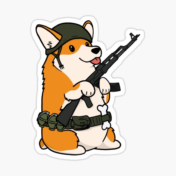 "cute soldier war corgi" Sticker for Sale by sivelobanova | Redbubble