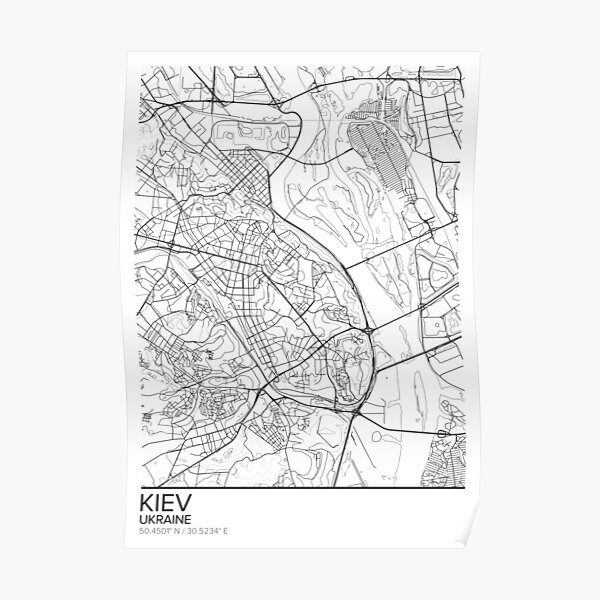 "Kiew Karte Poster drucken Wandkunst, Ukraine Geschenk zum ausdrucken ...