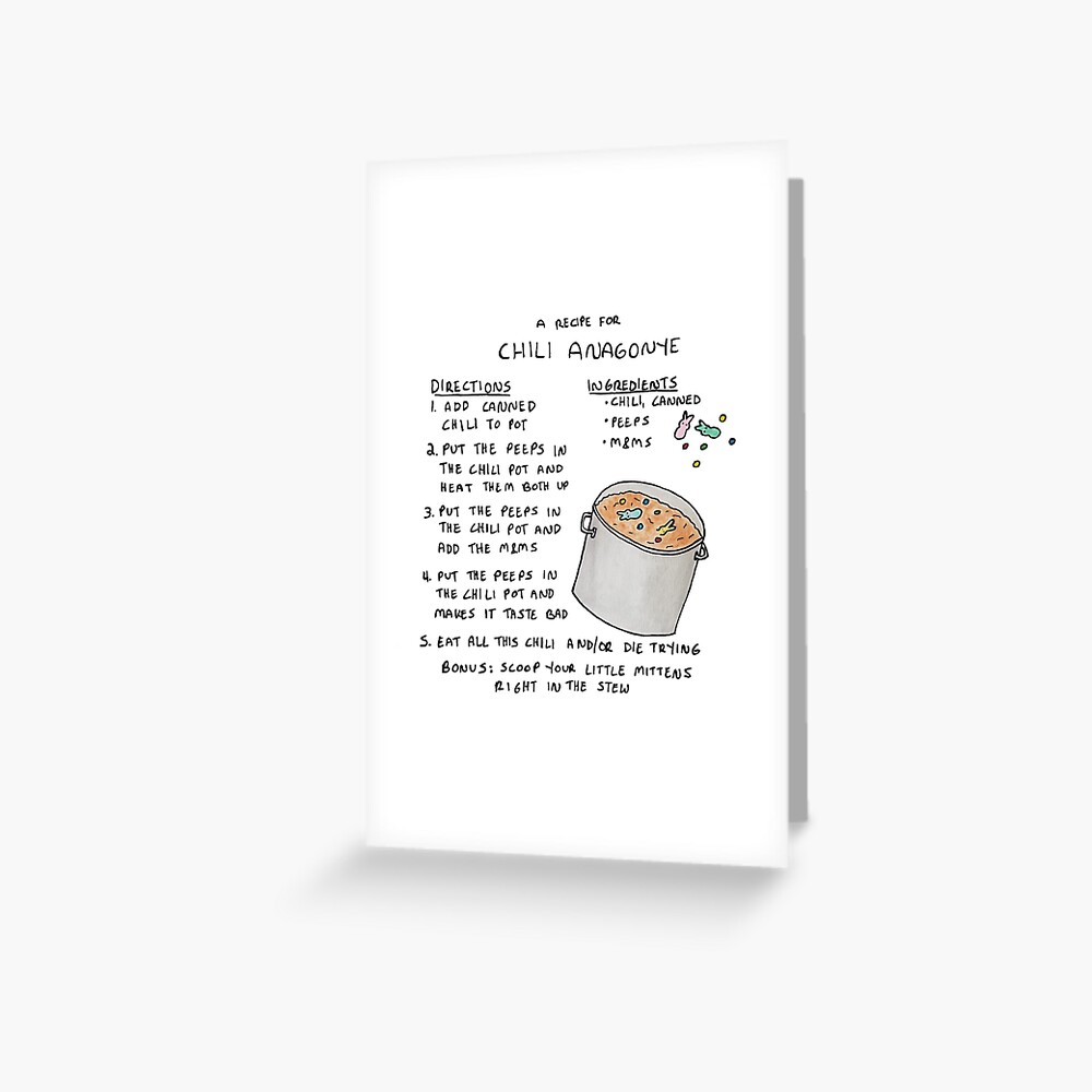 "The Good Place - a recipe for Chili Anagonye" Greeting Card by ...